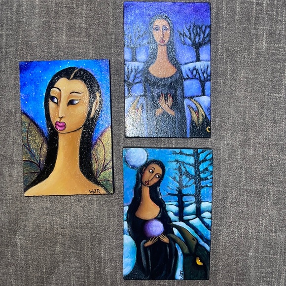Art | Wjr Art Fairy Raven Under A Full Moon Painting On Wood | Poshmark